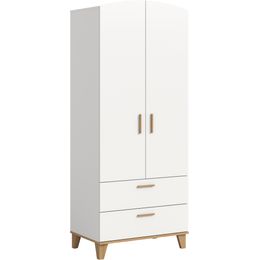 Kleiderschrank Home Affaire "LASSE, Schlafzimmerschrank, Garderobe, Schrank", wei&szlig; (wei&szlig;, artisan eiche nachbildung), B:81cm H:198cm T:51cm, FSC-zertifizierter Holzwerkstoff, Schr&auml;nke, Kleiderschrank, 2 T&uuml;ren, 2 Schubk&auml;sten, 1 Konstruktionsboden, 1 Kleiderstange