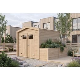 Gartenhaus Weka "Killarney", naturbelassen, ohne Fu&szlig;boden, ohne Dacheindeckung, Massivholz, Gartenh&auml;user, Gartenhaus, Doppelt&uuml;r, 1/4 verglast, inkl. Hochbeet