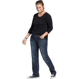 sheego Gro&szlig;e Gr&ouml;&szlig;en Gerade Jeans mit Used-Effekten, dark blue denim, Gr&ouml;&szlig;e 54 - Damen