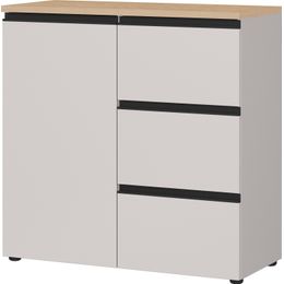 Kommode Germania "Cormano", kaschmir, lindberg, eiche, nachbildung, B:90cm H:91cm T:41cm, Holzwerkstoff, Sideboards, Kommode, Kommode mit einer T&uuml;r und drei Schubk&auml;sten