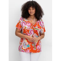 sheego by Joe Browns sheego Gro&szlig;e Gr&ouml;&szlig;en Neckholdershirt mit V-Cut, hummer-gemustert, Gr&ouml;&szlig;e 56/58 - Damen