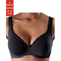 sheego Gro&szlig;e Gr&ouml;&szlig;en T-Shirt-BH, schwarz+wei&szlig;, Gr&ouml;&szlig;e 105D - Damen