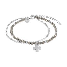 Armband Tom Tailor "Schmuck Geschenk Edelstahl Kleeblatt", edelstahlfarben, silberfarben, silberfarben, Armb&auml;nder, Damen, 20cm, Edelstahl, Armband, mit Glassteine