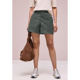 Shorts Street One, Damen, Gr. 34, cilantro gr&uuml;n, Web, 97% Baumwolle, 3% Elasthan, unifarben, comfort fit kurz, Hosen Shorts, Middle Waist
