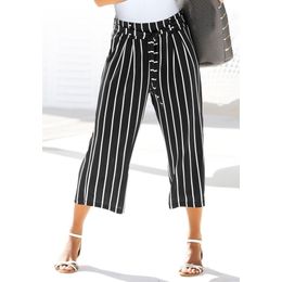 Culotte Lascana, Damen, Gr. 34, N-Gr, schwarz-wei&szlig; (schwarz, wei&szlig;, gestreift), Stoff, Obermaterial: 95% Polyester, 5% Elasthan, weit 7/8-L&auml;nge, Hosen Culotte, in 7/8-L&auml;nge und Bindeg&uuml;rtel, leichte Jerseyhose, casual-sommerlich, Topseller