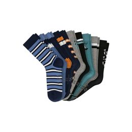 Kurzsocken Schiesser "Socken Legwear Teens 10P 10er Pack", M&auml;dchen, Gr. 39-42, bunt (grau, blau), Obermaterial: 75% Baumwolle CO. 24% Polyamid PA. 1% Elasthan EL., Socken