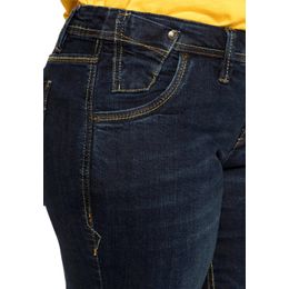 sheego Gro&szlig;e Gr&ouml;&szlig;en Gerade Jeans mit Used-Effekten, dark blue denim, Gr&ouml;&szlig;e 88 - Damen