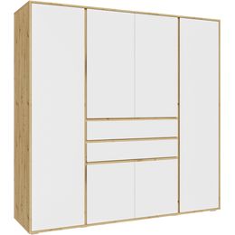 Kleiderschrank Home Affaire "NULA, Schlafzimmerschrank, Garderobe, Schrank", artisan eiche nachbildung, wei&szlig;, B:197cm H:194cm T:56cm, FSC-zertifizierter Holzwerkstoff, Schr&auml;nke, Kleiderschrank, 6 T&uuml;ren, 2 Schubk&auml;sten, 1 E-Boden, 6 K-B&ouml;den, 1 Kleiderstange