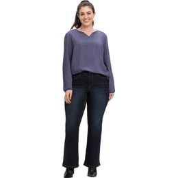 sheego Gro&szlig;e Gr&ouml;&szlig;en Bootcut-Jeans mit 3D-Catfaces, dark blue denim, Gr&ouml;&szlig;e 58 - Damen