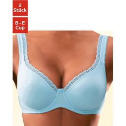 sheego Gro&szlig;e Gr&ouml;&szlig;en T-Shirt-BH, hellblau+wei&szlig;, Gr&ouml;&szlig;e 100C - Damen