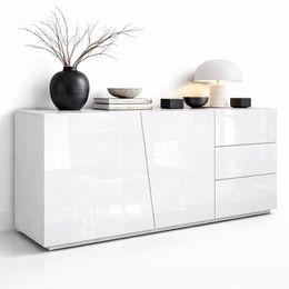 Kommode OTTO HOME "San Remo, Kombikommode, Sideboard, mit viel Stauraum, Hochglanz", wei&szlig; hg, B:180cm H:87cm T:43cm, Spanplatte, Sideboards, Kommode, Moderne Kommode, UV-lackiert, grifflos, push-to-open-Funktion, B=180cm