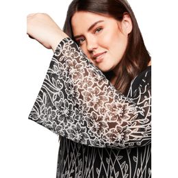 sheego by Joe Browns Damen Tunika aus Chiffon, mit Untershirt, schwarz bedruckt, Gr&ouml;&szlig;e 58