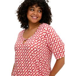 sheego Gro&szlig;e Gr&ouml;&szlig;en Shirt mit Alloverdruck und Cut-out vorn, hummer-gemustert, Gr&ouml;&szlig;e 48/50 - Damen