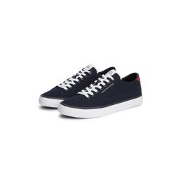 Sneaker Tommy Hilfiger "TH HI VULC CORE LOW SUMMER MESH", Herren, Gr. 40, dunkelblau, rot, Textil, Schuhe Sneaker, Freizeitschuh, Halbschuh, Schn&uuml;rschuh mit Kontrastbes&auml;tzen