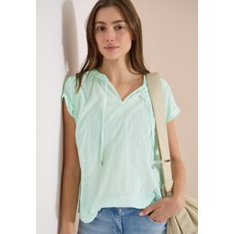 Kurzarmbluse Cecil, Damen, Gr. L (42), juicy lime, Web, 100% Baumwolle, gestreift, klassisch normal, Rundhals, B&uuml;ndchen, Blusen, aus reiner Baumwolle