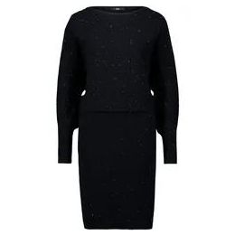 Strickkleid Zero "Damen mit Pailletten", Damen, Gr. 44, Normalgr&ouml;&szlig;en, schwarz beauty, Strick, Obermaterial: 42% Viskose, 18% Polyamid, 40% Polyester. F&uuml;llung:, Strukturmuster, festlich, figurbetont kurz, U-Boot-Ausschnitt, weit elastischer Bund krempelbar, Kleider Strickkleid, Pailletten