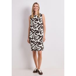 Midikleid Street One, Damen, Gr. 34, EURO-Gr&ouml;&szlig;en, espresso braun, Stoff, 100% Viskose, gemustert, normal knielang, Rundhals, abgesteppt, Kleider Midikleid, aus Viskose