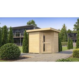 Gartenhaus Weka "229 A", beige (naturbelassen), Fu&szlig;boden im Gartenhaus, ohne Dacheindeckung, Massivholz, Gartenh&auml;user, Gartenhaus