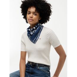 Modetuch Tommy Hilfiger "TOMMY SCRIPT SILK SQUARE", Damen, yale navy, Web, Seide, Modet&uuml;cher
