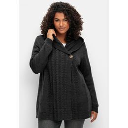 Cardigan sheego by Joe Browns, Damen, Gr. 40/42, grau (anthrazit), 80% Polyacryl, 20% Polyester, unifarben, Strickjacken