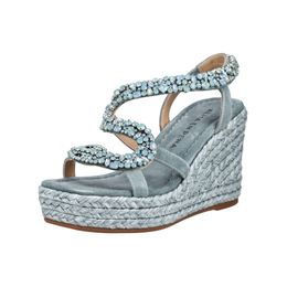 Keilsandalette Alma en Pena "Alma en Pena Sandalen Veloursleder/Textil", Damen, Gr. 38, jeans, Textil, Veloursleder, Schuhe