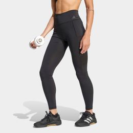 Trainingstights adidas Performance "OPT 1/1 L", Damen, Gr. XXL, N-Gr, schwarz, normal, gr., Obermaterial: 73% Polyester, 27% Elasthan, Hosen
