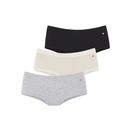 H&uuml;ftpanty Lascana, Damen, Gr. 32/34, bunt (schwarz, beige, grau meliert), Doppelripp, Obermaterial: 95% Baumwolle, 5% Elasthan, unifarben, Unterhosen, in elastischer Rippen-Qualit&auml;t