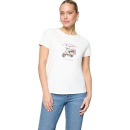 Kurzarmshirt Zero "Damen mit Print", Damen, Gr. 36, patch cream, pink, Jersey, Obermaterial: 95% Baumwolle (organic), 5% Elasthan, bedruckt, figurumspielend normal, Rundhals, Shirts, Glitzer