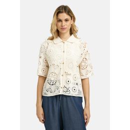 Kurzarmbluse Milano Italy, Damen, Gr. L, sand, Web, Material: 100% Baumwolle, regular fit normal, hoch geschlossener Ausschnitt, eingesetzt gerader Abschluss, Blusen, aus Baumwolle