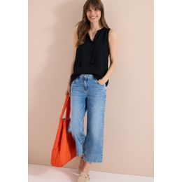 Blusentop Cecil, Damen, Gr. L (42), schwarz, Stoff, 100% Viskose, gemustert, klassisch normal, Rundhals, normaler Saum, Blusen Blusentop, mit geschlitztem Rundhalsausschnitt
