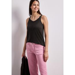 Tr&auml;gertop Street One, Damen, Gr. 34, espresso braun, Stoff, 95% Viskose, 5% Elasthan, unifarben, normal normal, V-Ausschnitt, abgesteppt, Tops Tr&auml;gertop, Jersey