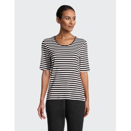 T-Shirt Joy Sportswear "ALLISON", Damen, Gr. 40, wei&szlig; (wei&szlig;, schwarz stripes), Single Jersey, Obermaterial: 95% Polyamid, 5% Elasthan, normal, Rundhals, eingesetzt eingefasste Kante, Shirts T-Shirt