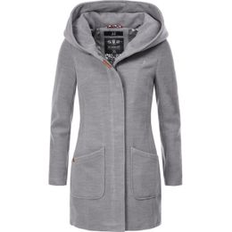 Wintermantel Marikoo "Maikoo", Damen, Gr. S (36), grau, Oberstoff: 90% Polyacryl, 8% Viskose, 2% Elasthan. Futter: 100% Polyester. &Auml;rmelfutter: 100% Polyester, tailliert Po-bedeckend, &Auml;rmel ohne &Auml;rmelschlitz normaler Saum, M&auml;ntel Wintermantel, hochwertiger Mantel in Wollmantel-Optik mit gro&szlig;er Kapuze
