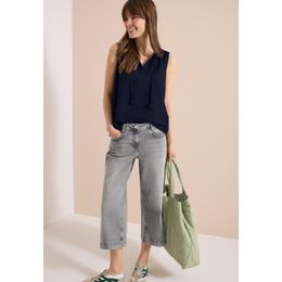 Blusentop Cecil, Damen, Gr. L (42), blau (universal blau), Stoff, 100% Viskose, gemustert, klassisch normal, Rundhals, normaler Saum, Blusen Blusentop, mit geschlitztem Rundhalsausschnitt