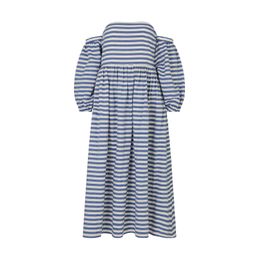 Lily & Lionel Midikleid LILY AND LIONEL "Sara Stripe Bardot Midi Dress Damen", Damen, Gr. 38, Normalgr&ouml;&szlig;en, blau, 30% Baumwolle, 30% Viskose, 20% Leinen, 20% Polyester, Kleider Midikleid