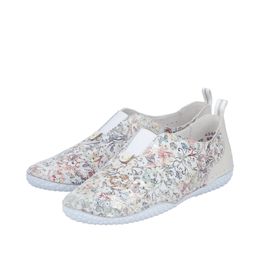 Slipper Rieker, Damen, Gr. 38, wei&szlig; multi, Glattleder, Lederimitat, Schuhe Slipper, Slip-on Sneaker, Schlupfschuh, Halbschuh mit Gummizug