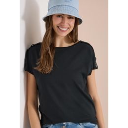 T-Shirt Cecil, Damen, Gr. L (42), palm breeze gr&uuml;n, Web, 50% Baumwolle, 50% Modal, unifarben, comfort fit normal, U-Boot-Ausschnitt, abgesteppt, Shirts T-Shirt, mit U-Boot-Ausschnitt
