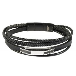 Adelia&acute;s Edelstahlarmband ADELIA&acute;S "Herren Armband aus Edelstahl" Gr. 19, schwarz silber, Armb&auml;nder, Herren, 19, Edelstahl, Edelstahlarmband