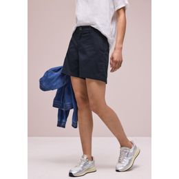 Shorts Street One, Damen, Gr. 34, tiefblau, Web, 97% Baumwolle, 3% Elasthan, unifarben, comfort fit kurz, Hosen Shorts, Middle Waist