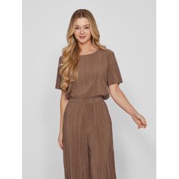 Kurzarmshirt Vila "VIPLISA O-NECK S/S TOP - NOOS", Damen, Gr. L, fossil, Jersey, Obermaterial: 65% Polyester, 35% Viskose, unifarben, regular fit normal, Rundhals, Shirts