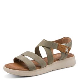 Riemchensandale Tamaris, Damen, Gr. 36, olivgr&uuml;n, Lederimitat, unifarben mit Farbeinsatz, Schuhe Riemchensandale, Sommerschuh, Sandalette mit praktischem Klettverschluss