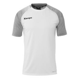 T-Shirt Kempa "Shirt Ambition 28 Kids", M&auml;dchen, Gr. 116, wei&szlig; (wei&szlig;, schwarz grau melange), Obermaterial: 100% Polyester Pol. recyc.., Shirts T-Shirt
