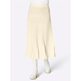 Strickrock CREATION L PREMIUM, Damen, Gr. 36, beige (ecru), 100% Schurwolle, unifarben, wadenlang, R&ouml;cke
