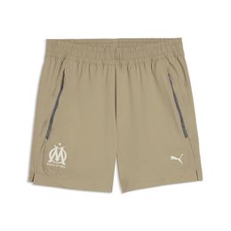 Shorts Puma "Olympique de Marseille PumaTECH Relaxed Shorts Herren", Damen, Gr. L, Normalgr&ouml;&szlig;en, velvet moss golden fog braun gelb, Obermaterial: 100% Elastomultiester. Taschenfutter: 100% Polyester, unifarben, relaxed fit, Hosen Shorts