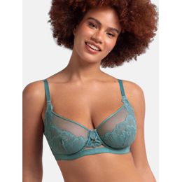 B&uuml;gel-BH Dorina, Damen, Gr. 80, Cup D, gr&uuml;n, Obermaterial: 68% Polyamid, 21% Polyester, 11% Elasthan, unifarben, bequem, BHs B&uuml;gel-BH, Curves mit feinem Spitzenbesatz