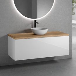 neoro n50 Schrank mit Waschtisch B: 140,5 T: 51,5 cm, 1 Auszug, BN0064WM+BN0494WH+BN0408W1,