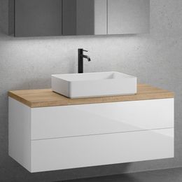 neoro n50 Unterschrank B: 120 cm mit 2 Ausz&uuml;gen, Waschtisch B: 58 cm wei&szlig; matt,, BN0065WM+BN0424WH+BN0404W1,