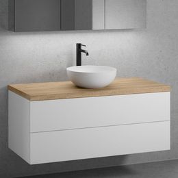 neoro n50 Unterschrank B: 120 cm mit 2 Ausz&uuml;gen, Waschtisch &Oslash; 40 cm wei&szlig; matt,, BN0064WM+BN0424WM+BN0404W1,