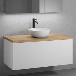 neoro n50 Unterschrank B: 120 cm mit 1 Auszug, Waschtisch &Oslash; 45 cm wei&szlig; matt,, BN0106WM+BN0434WM+BN0404W1,