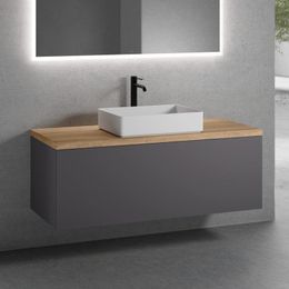 neoro n50 Schrank mit Waschtisch B: 140,5 T: 51,5 cm, 1 Auszug, BN0065WM+BN0494GR+BN0408W1,